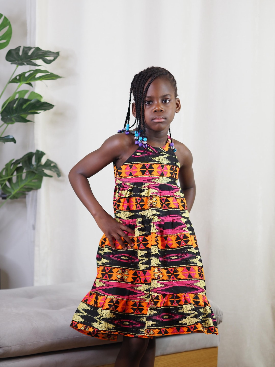 Aicha African Print Dress for Kids, Ethnic Dress for Girls, Vibrant ...