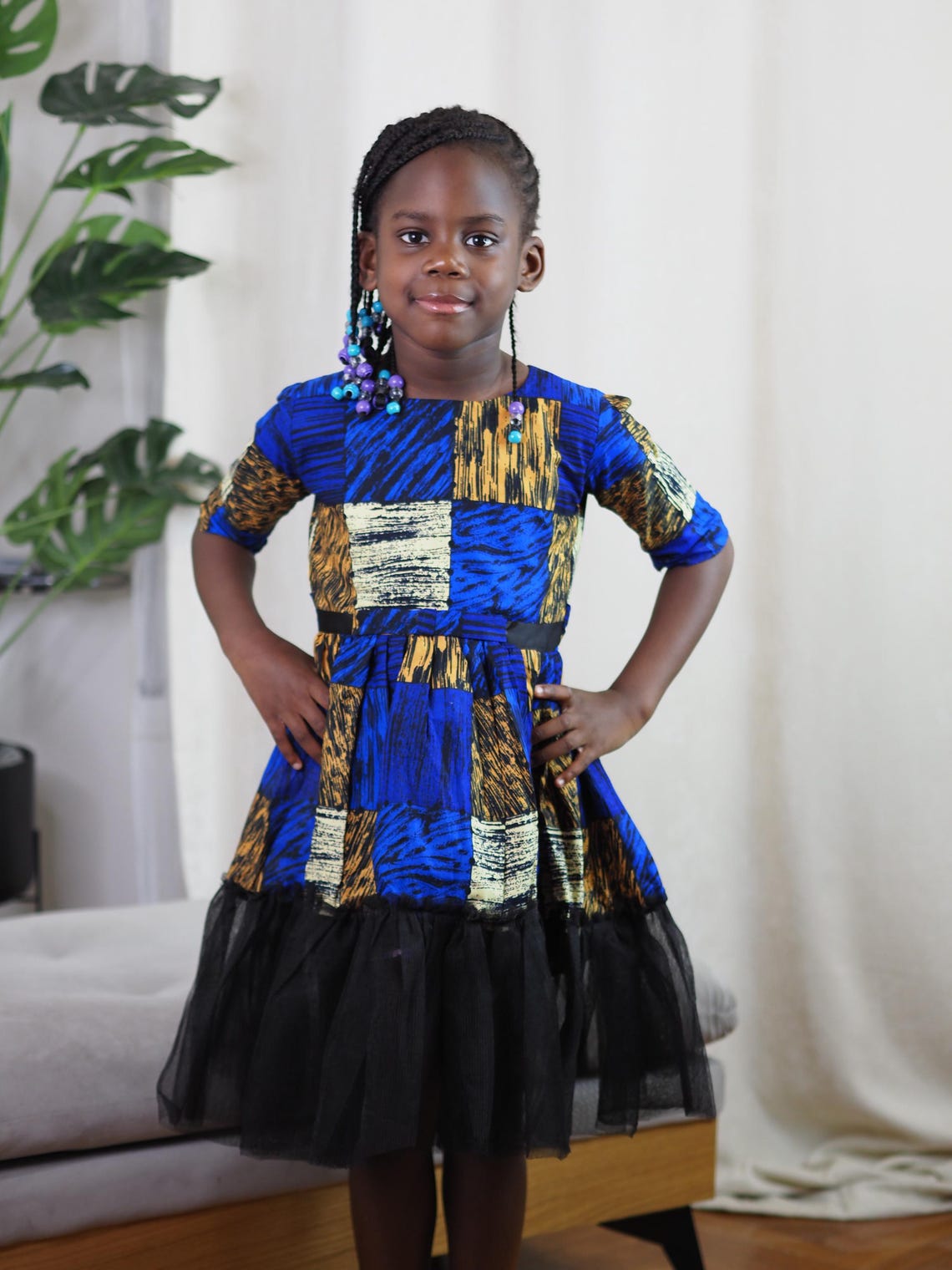 Mima African Fabric Dress | Celebration Dress for Girls | Ankara Flower ...