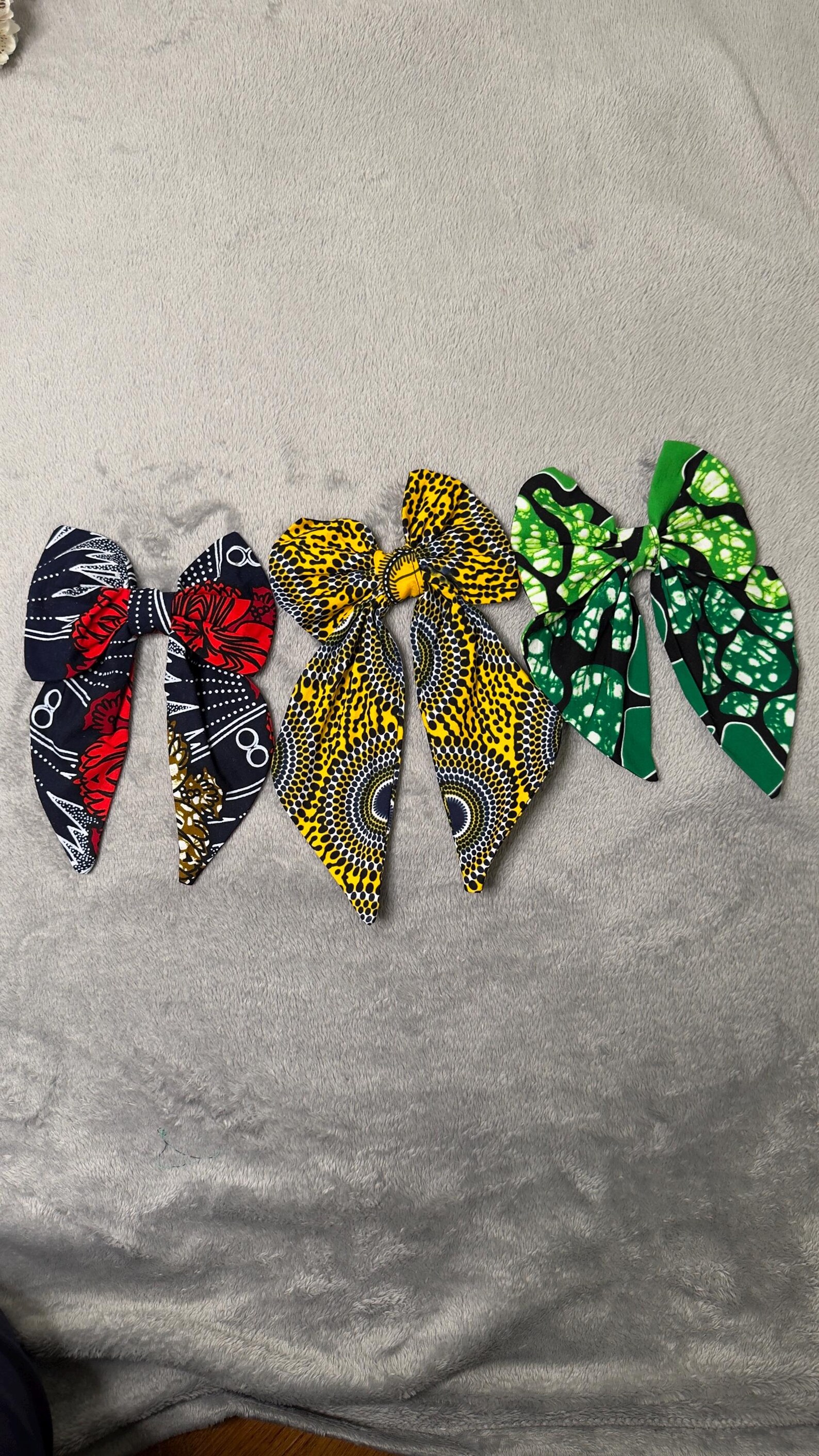 Ankara Fabric Hair Bows - Set of 3 African Print Hair Pins - Etsy