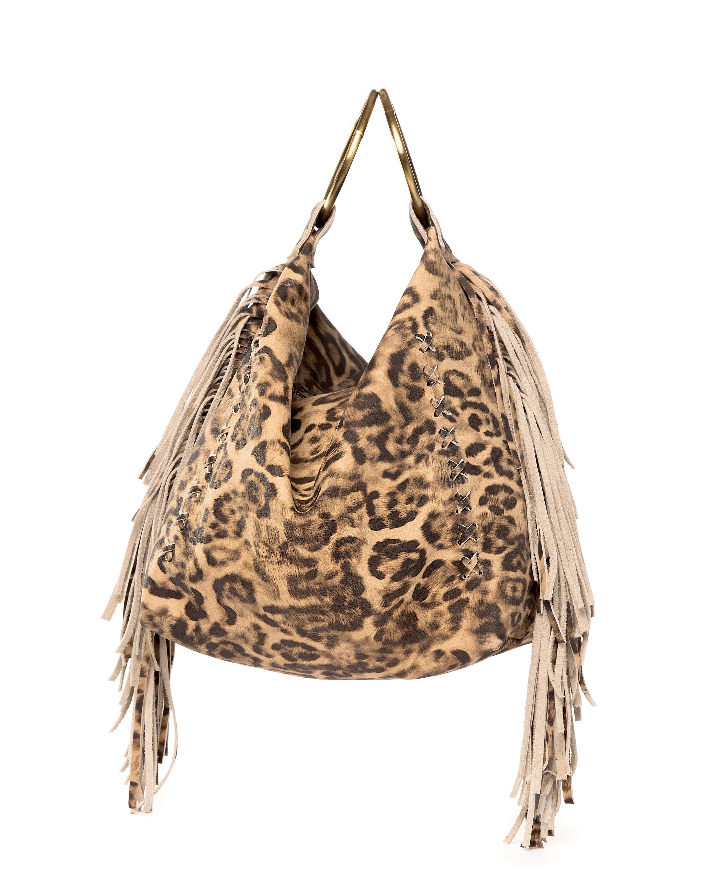 Leopard Bag With Fringes Printed Purse With Bronze Rings | Etsy