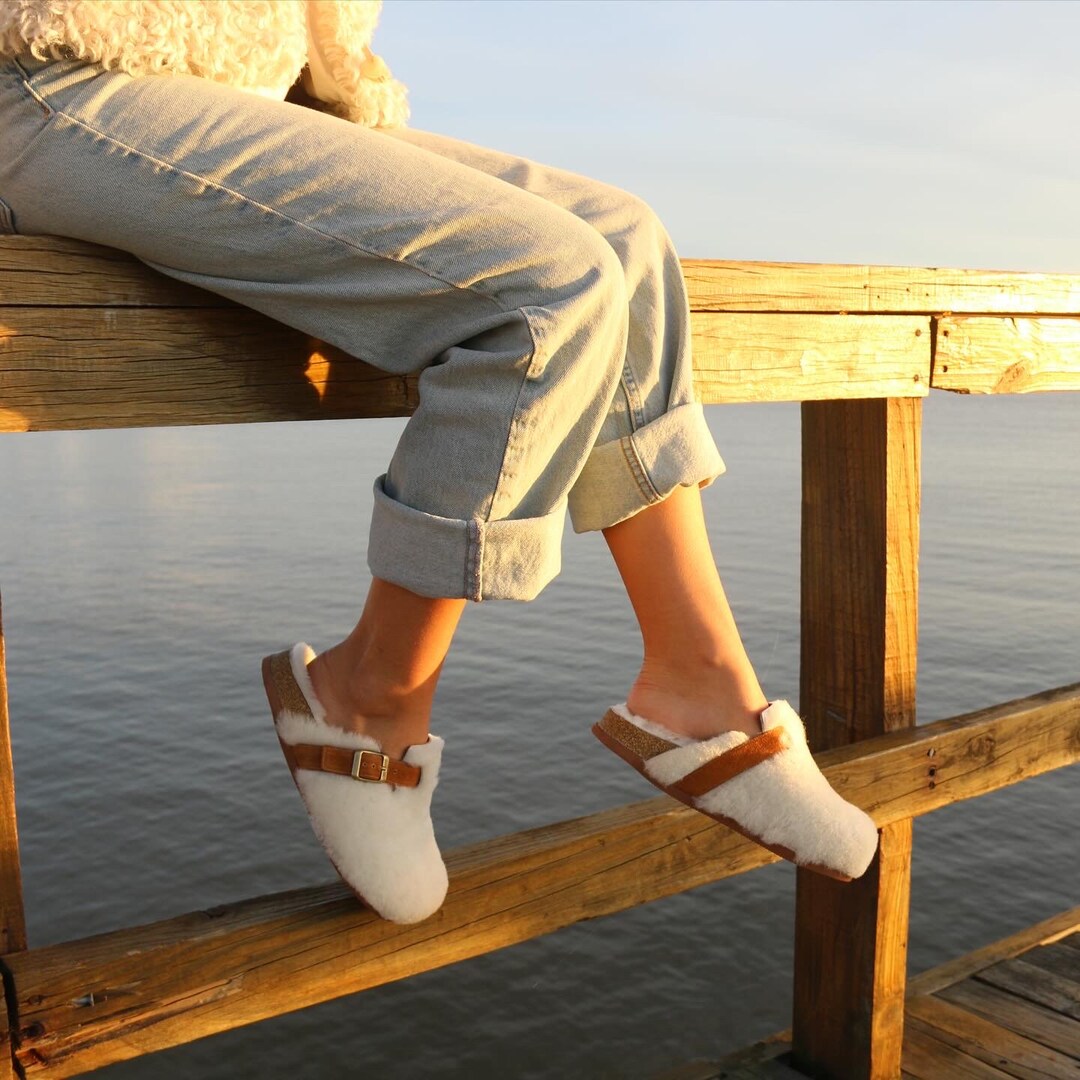 Genuine Sheepskin Clogs, Hand Crafted for Women, White Sheepskin Clogs ...