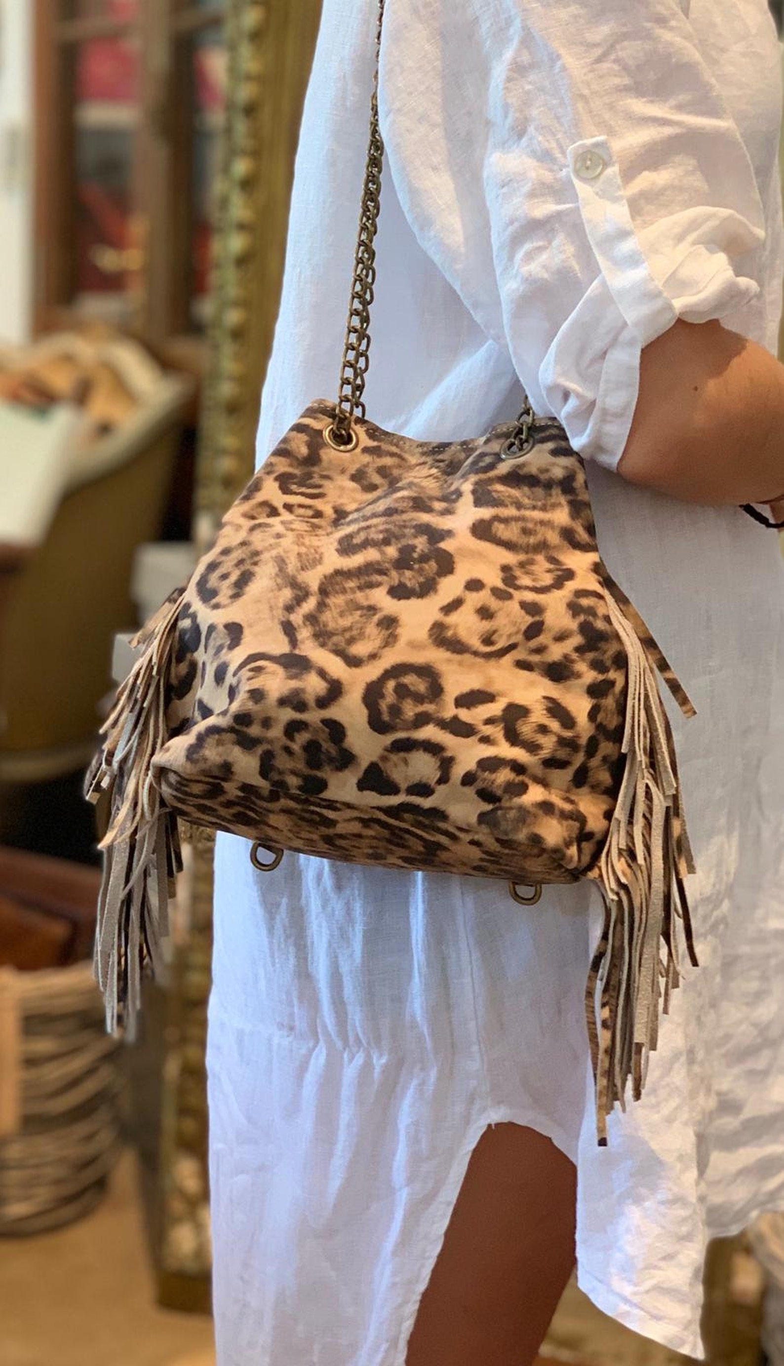 Leopard Backpack Mini Leather Backpack Small Cross Body and - Etsy