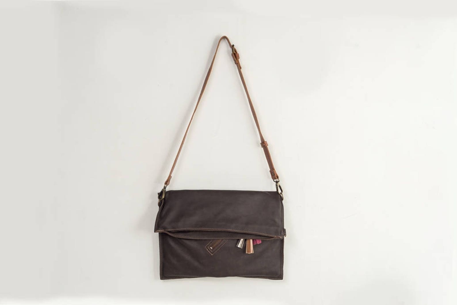 Foldover Bag With 6 Pockets Oversized Crossbody Bag in Soft - Etsy