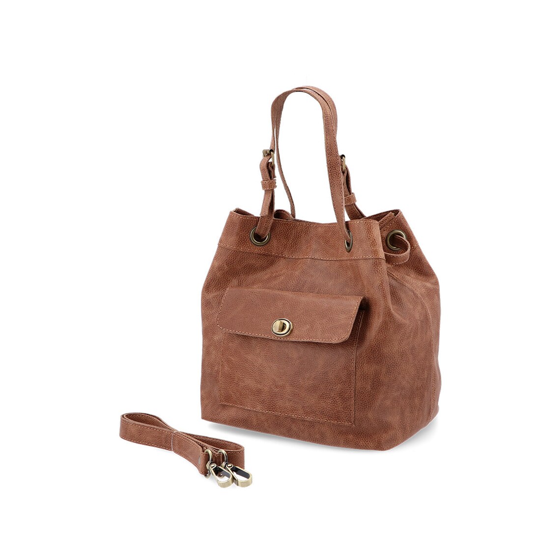 Crossbody Bucket Bag Brown Bucket Bag Medium Size Leather | Etsy