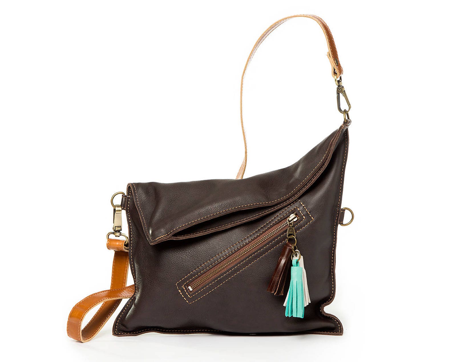 Large Crossbody Bag Foldover Bag Everyday Purse Leather | Etsy