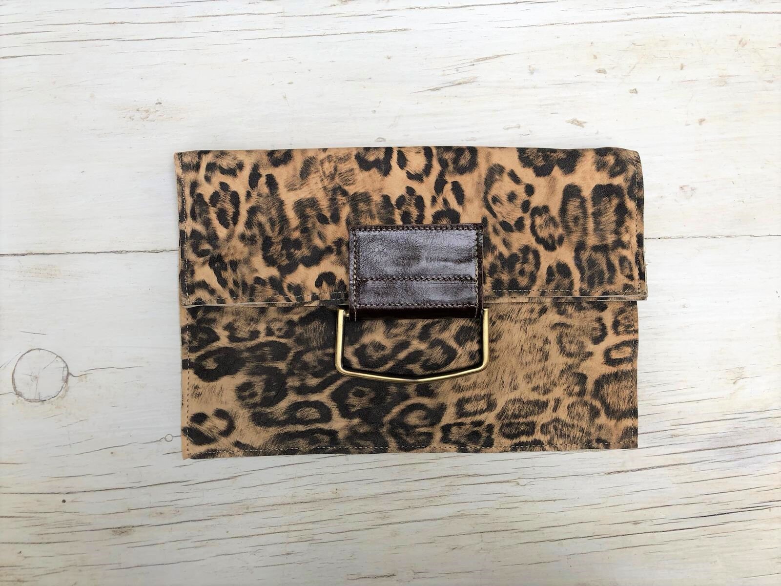 Foldover clutch leopard printed clutch clutch woman gift | Etsy