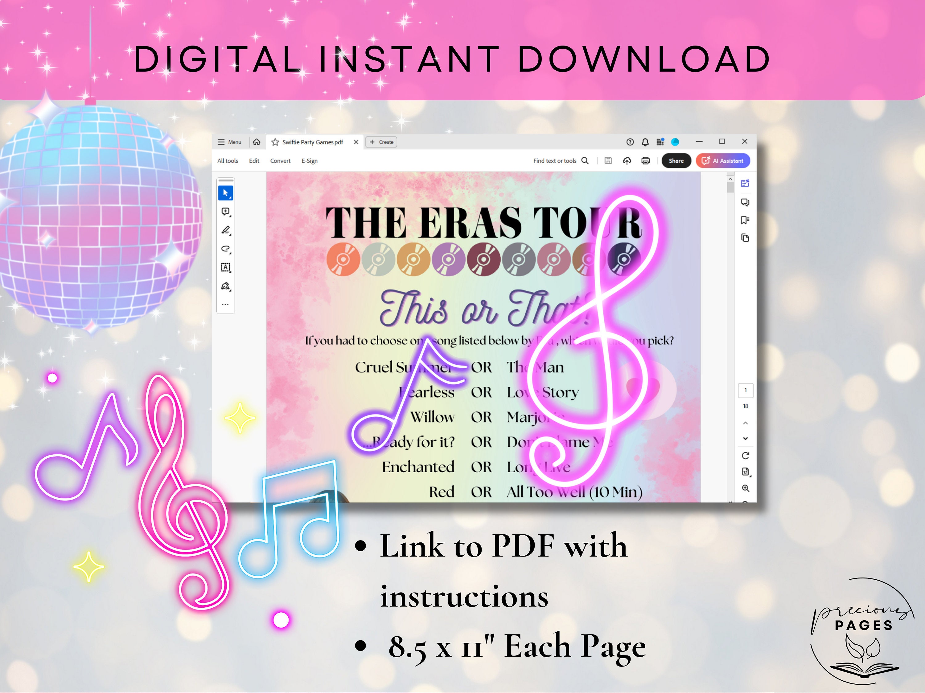 Taylor Swift Party Banner Game Bundle Eras Party Decor Taylor Swift ...