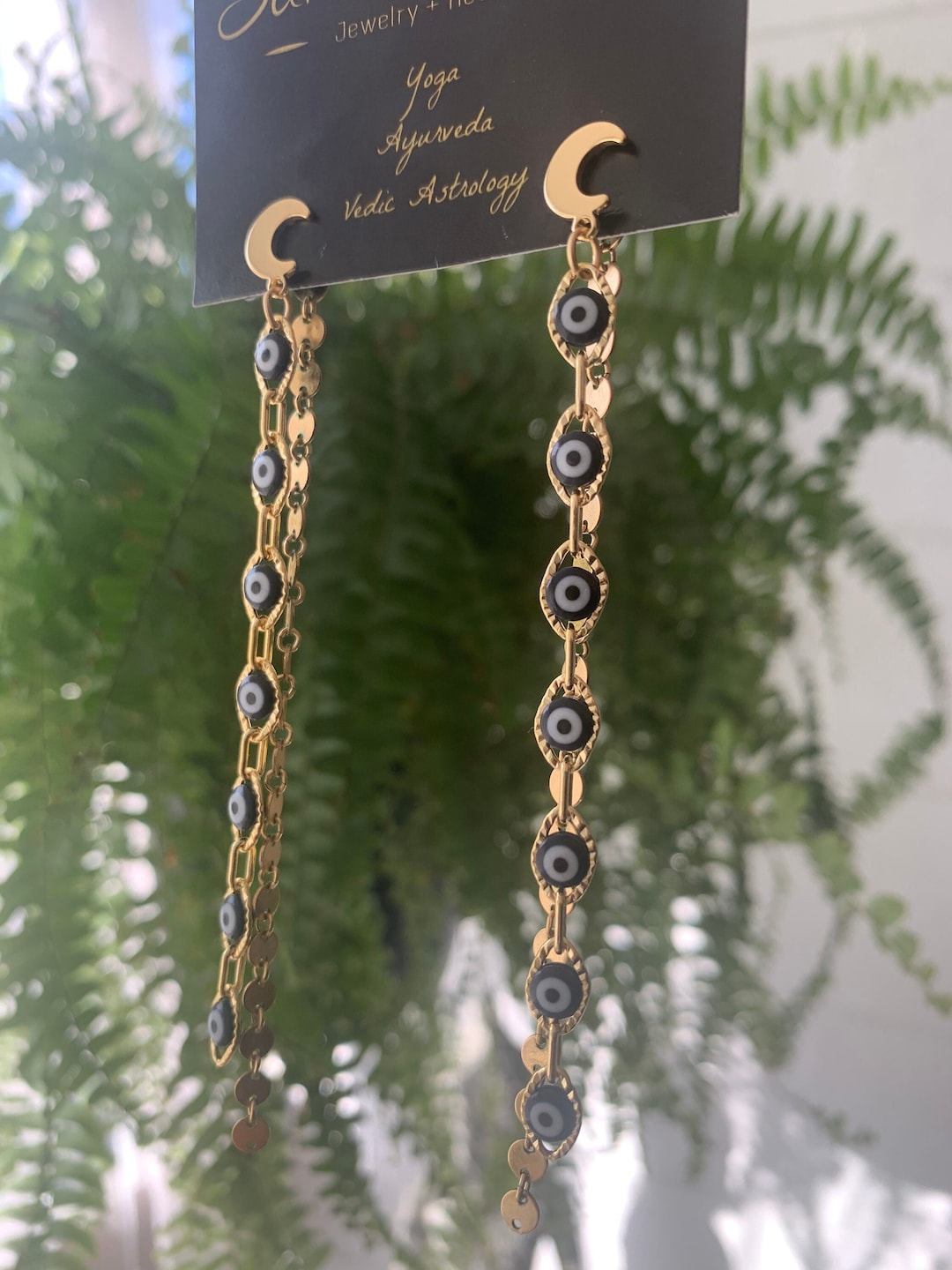 Gold Evil Eye Drop Earrings | Turkish Chain, Protection Jewelry - Etsy