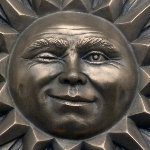 Small Winking Sun Face Wall Plaque in Bronze Resin - Etsy