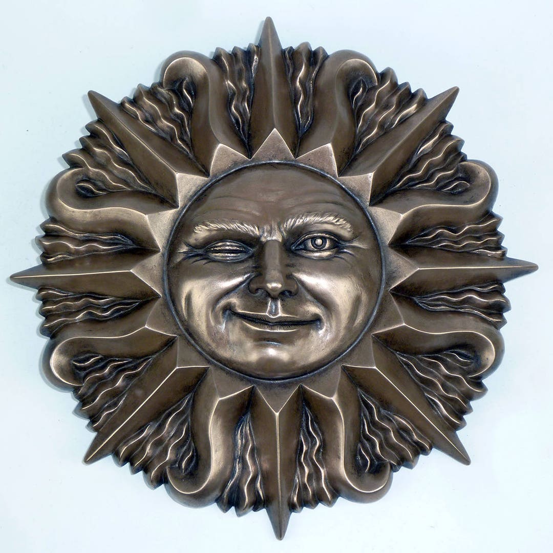 Winking Sun Face in Bronze 1 (12") - Etsy