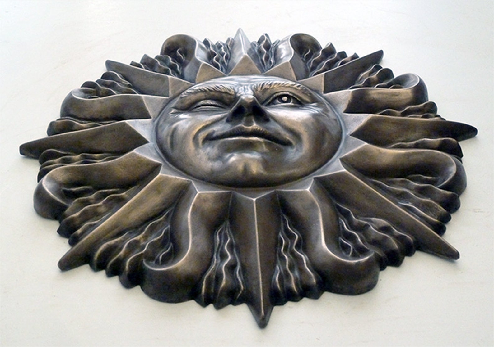 Winking Sun Face in Bronze 1 (12") - Etsy