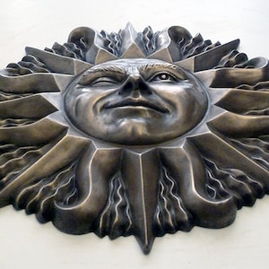 Winking Sun Face in Bronze 1 (12") - Etsy