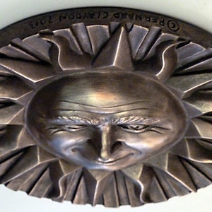 Small Winking Sun Face Wall Plaque in Bronze Resin - Etsy