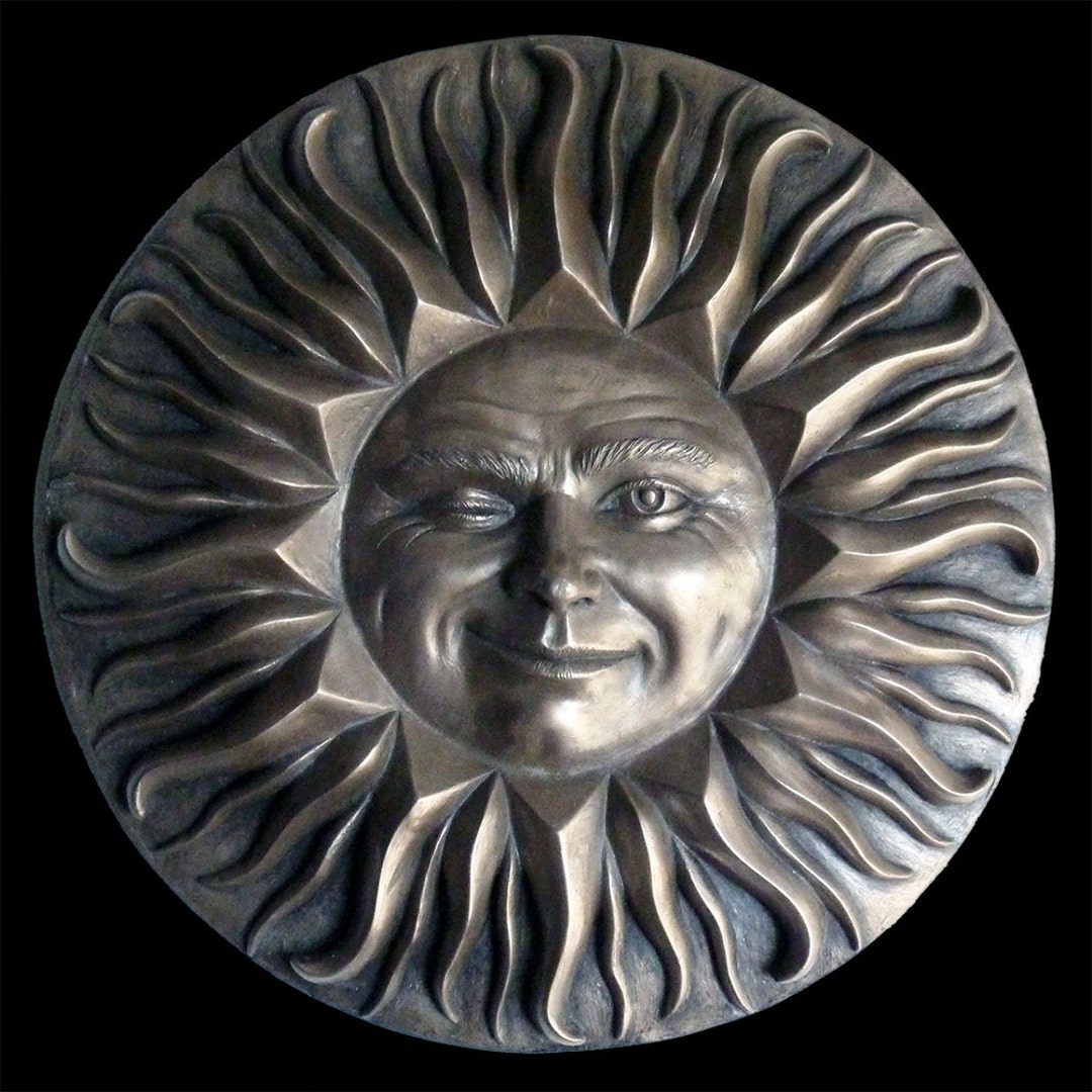 Winking Sun Face in Bronze 2 (12") - Etsy
