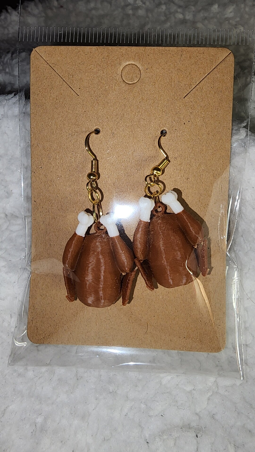 Turkey Earrings 3D Printed, Thanksgiving, Miniature Food, Nostalgic ...