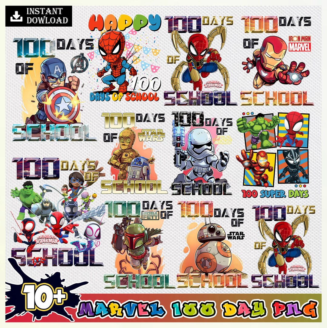 New 100 Super Days Png Bundle, Spiderman 100 Days of School Png, Spider ...