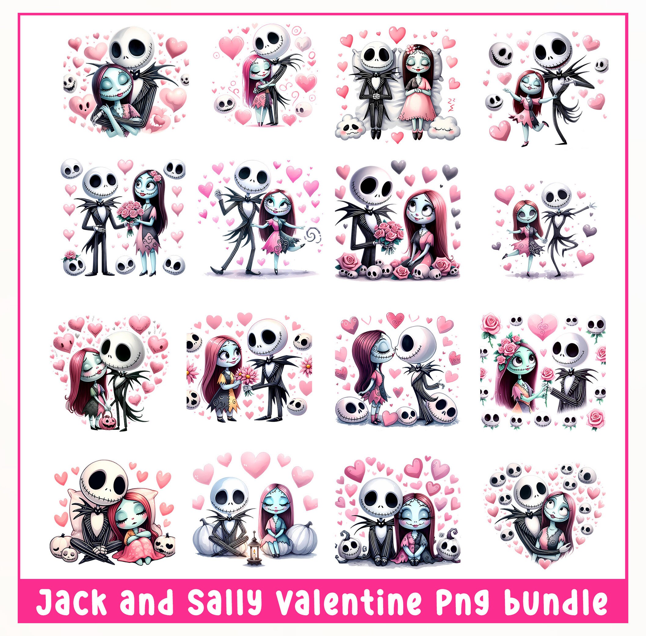 Jack and Sally Valentine Png Bundle - Etsy