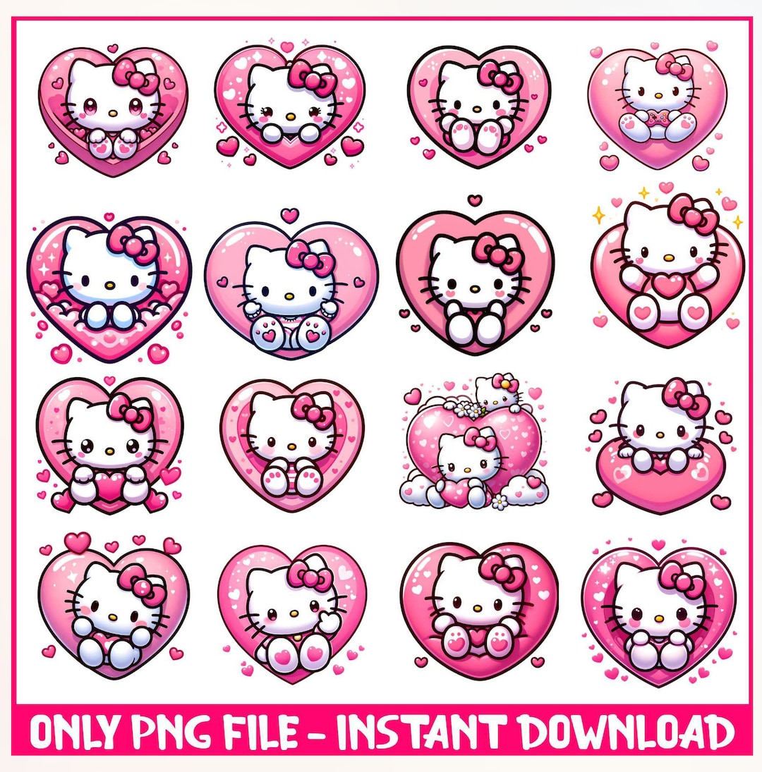 Hello Pink Kitty PNG Pink Bow Pink Hearts Pink Love Kitty PNG Kitty ...