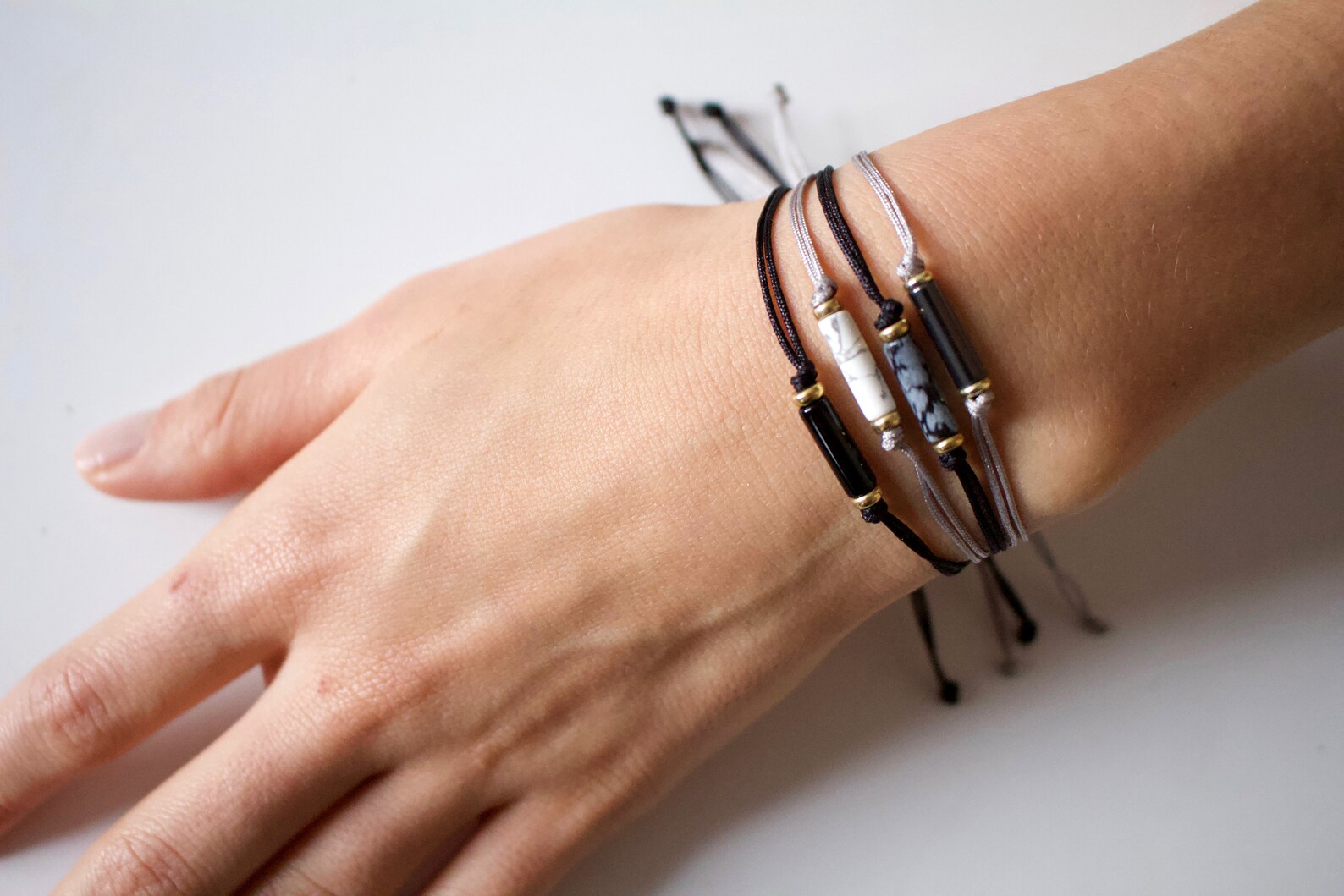 Black Onyx Power Stone Bracelet: Adjustable Cord, Strength & Growth - Etsy