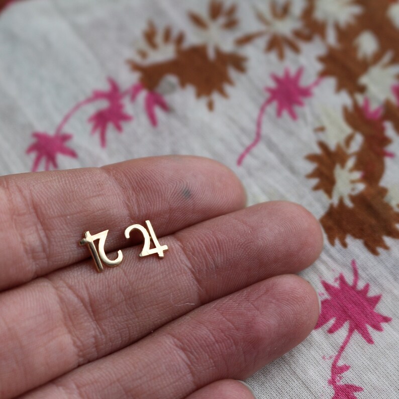 Jupiter Symbol Studs . Gold Silver Stud Earrings . Number | Etsy