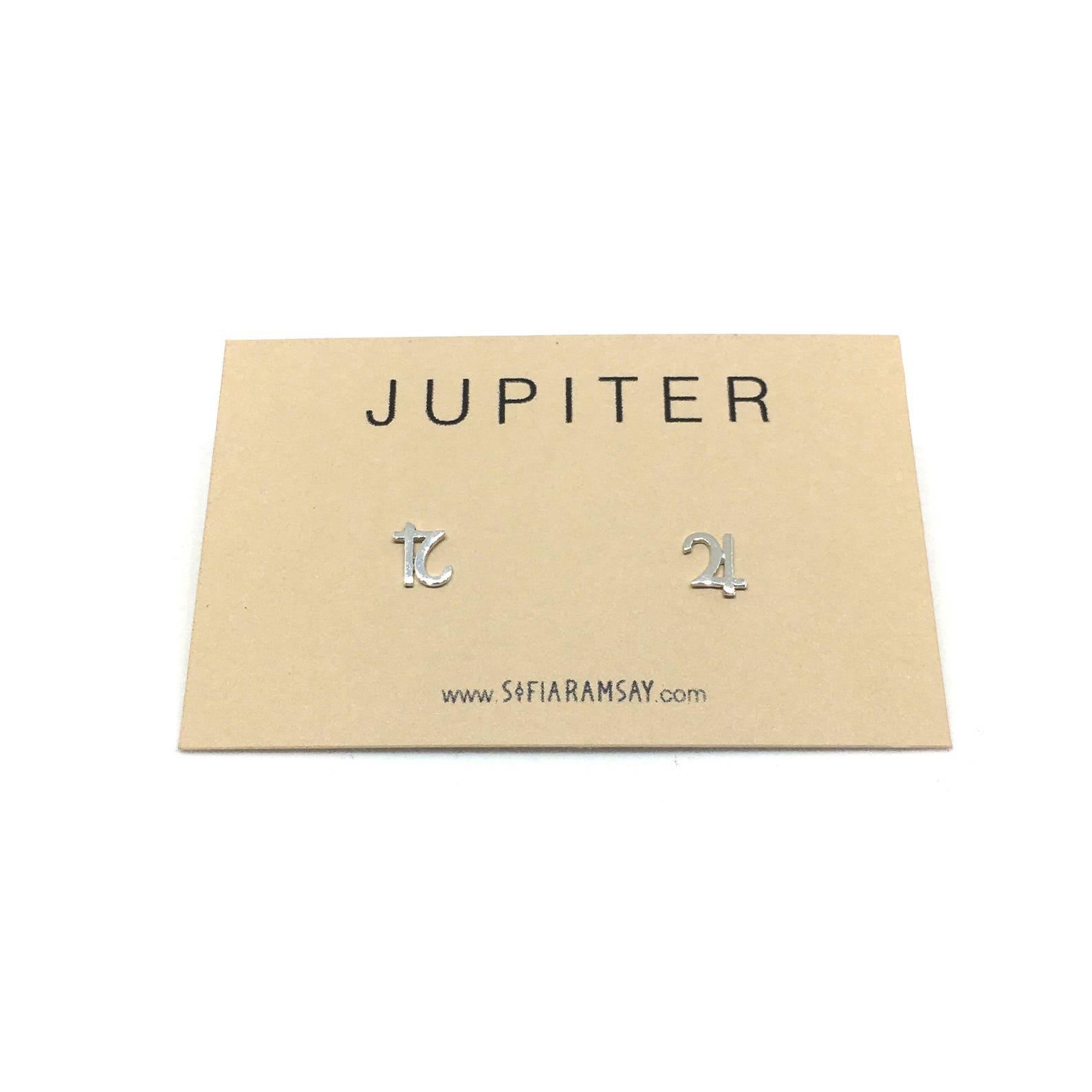 Jupiter Symbol Studs . Gold Silver Stud Earrings . Number | Etsy