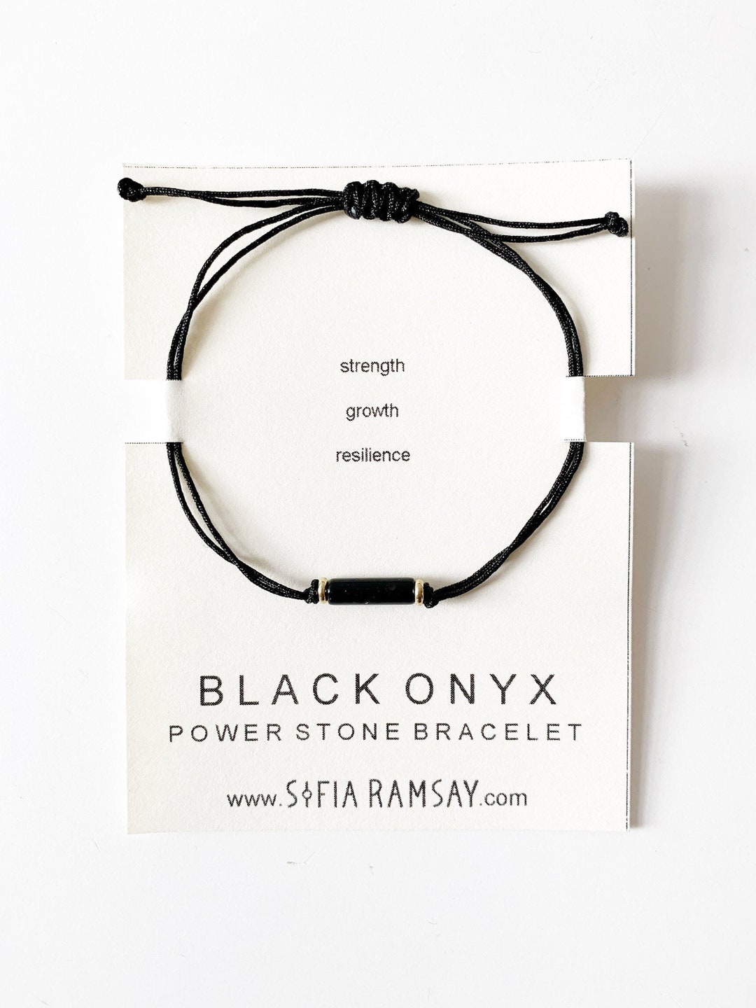 Black Onyx Power Stone Bracelet: Adjustable Cord, Strength & Growth - Etsy