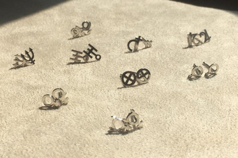 Mars Symbol Earrings . Star Sign Studs . Aries Birthday Gift . Scorpio ...