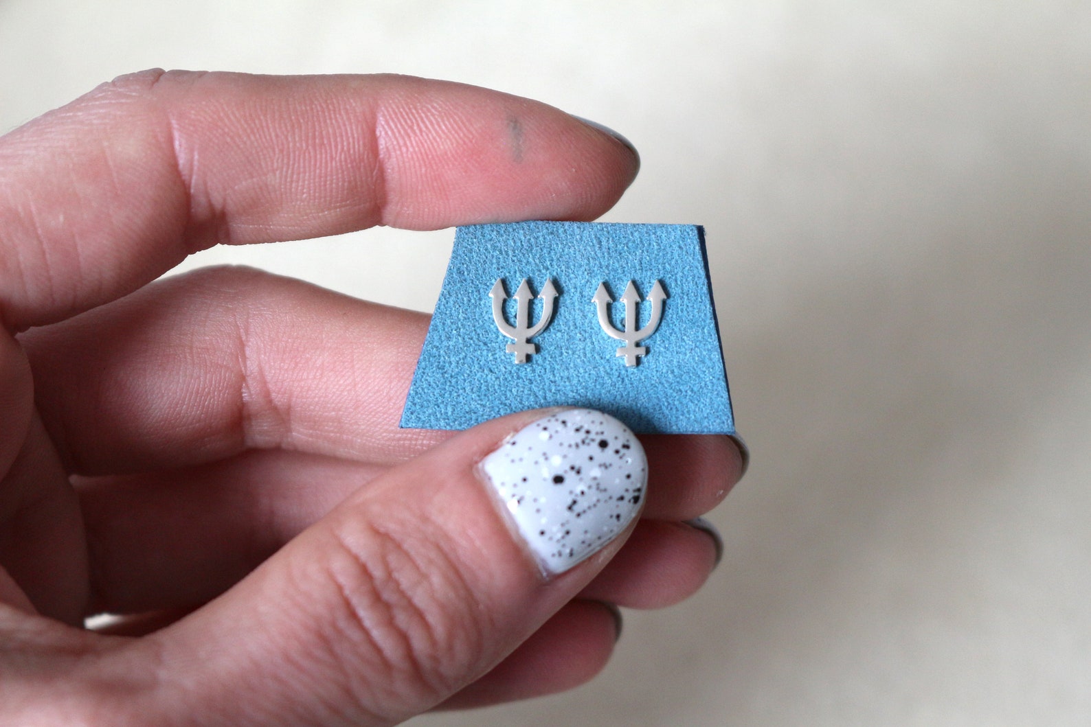 Neptune Stud Earrings . Planet Symbol Jewelry . Gift for Her | Etsy