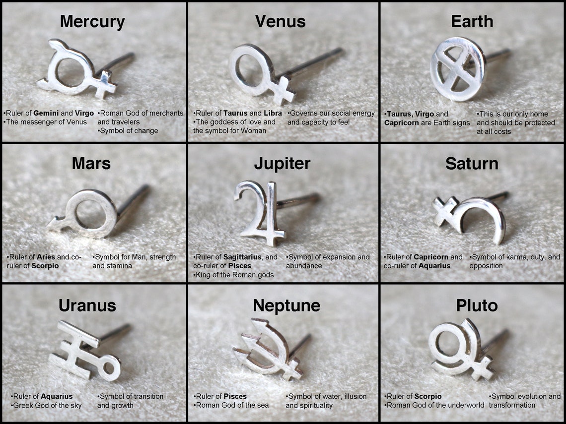 Single Stud Earrings . Planet Symbol Studs . Mismatch Earrings | Etsy