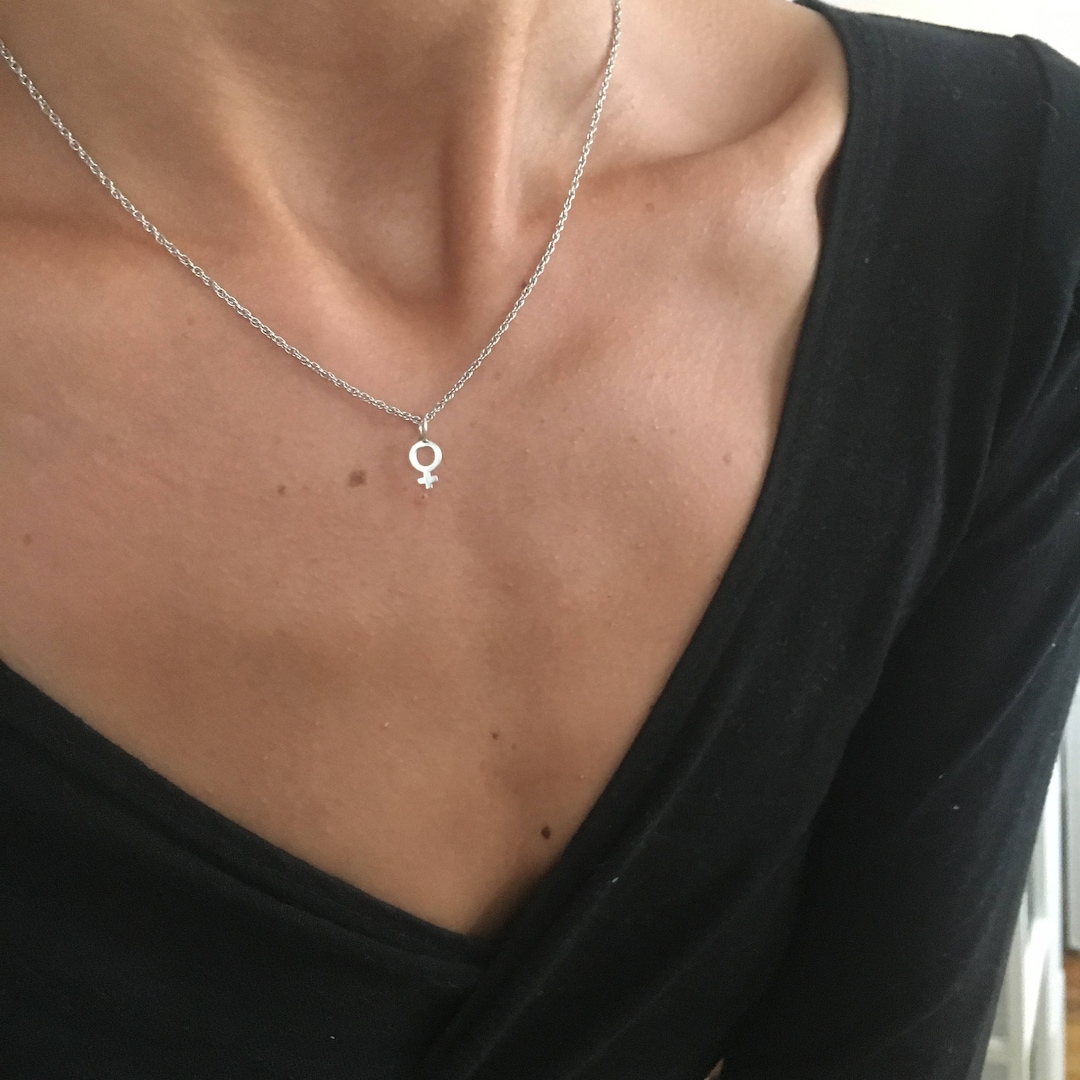 Venus Symbol Necklace Silver Planet Charm Sign Pendant / Astrological ...