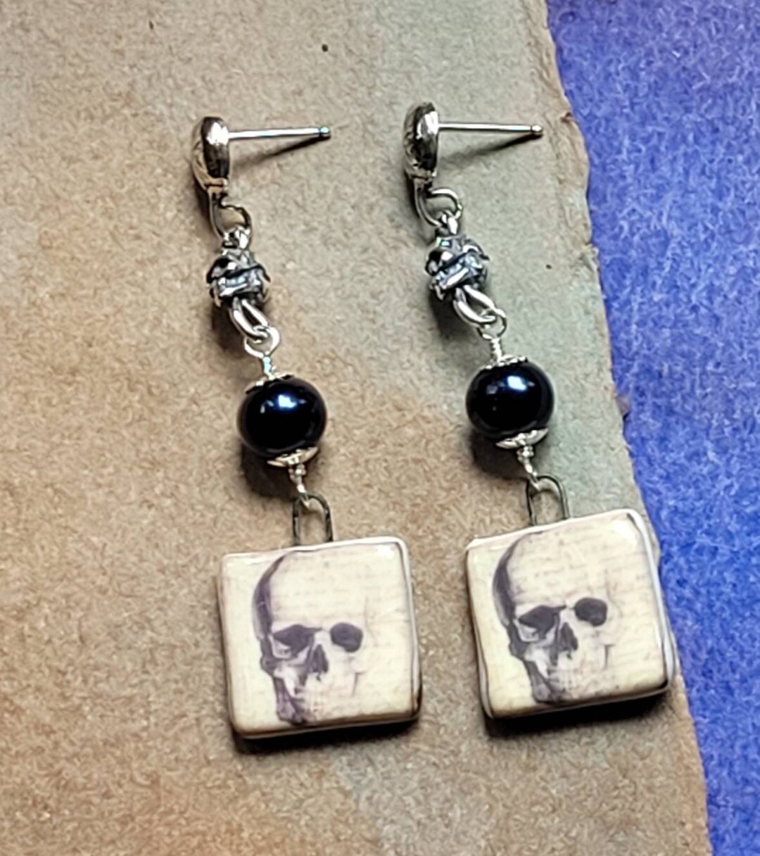 Skull Earrings, Beach Jewelry, Pirate Earrings, Goth Earrings, Skull ...