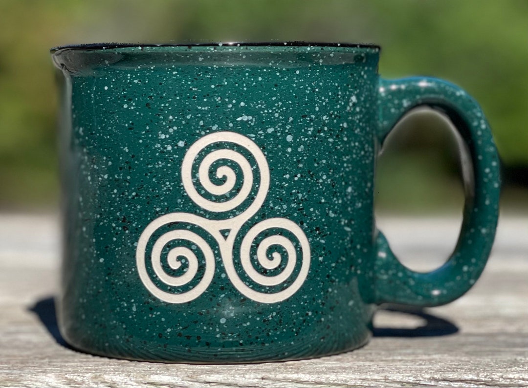 Triskele Etched Green Ceramic Campfire Mug - Etsy