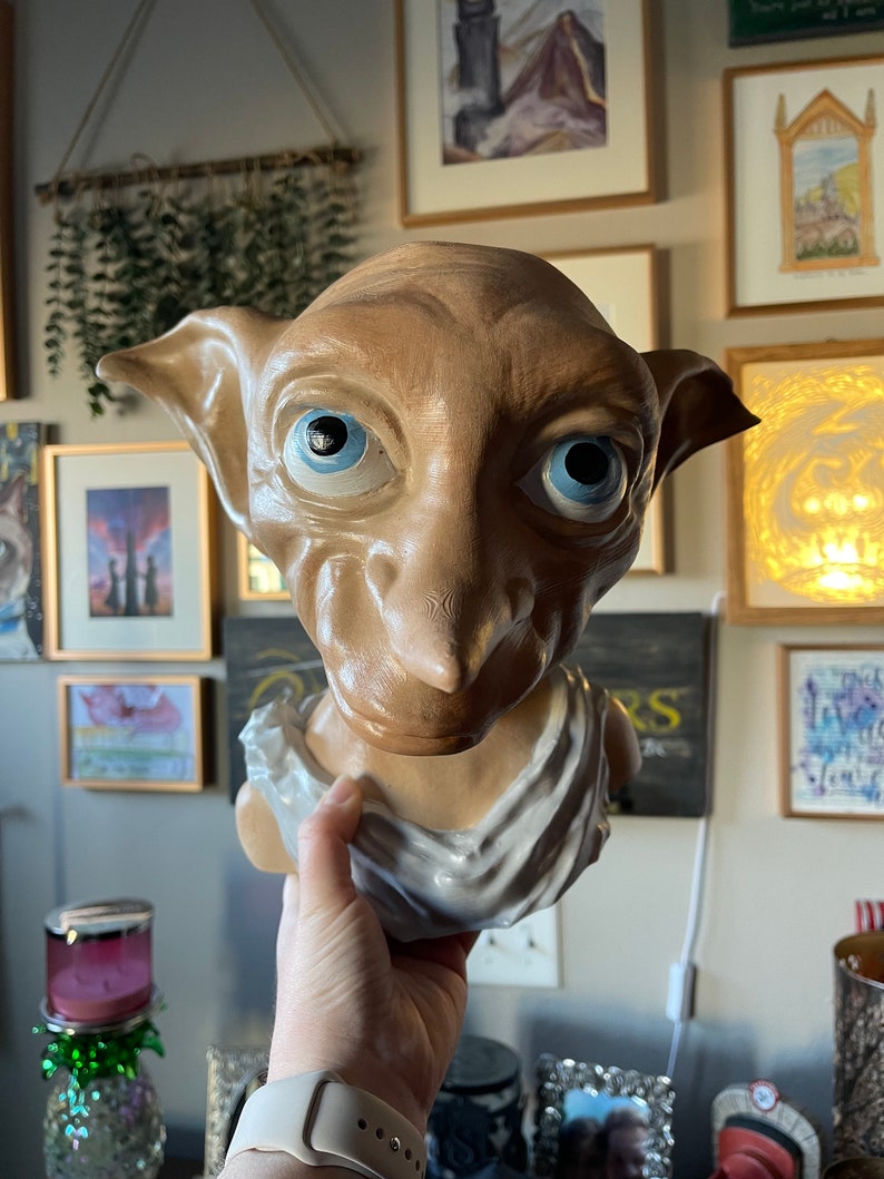 3D Printed Hand Painted Kind Happy House Elf Bust - Etsy