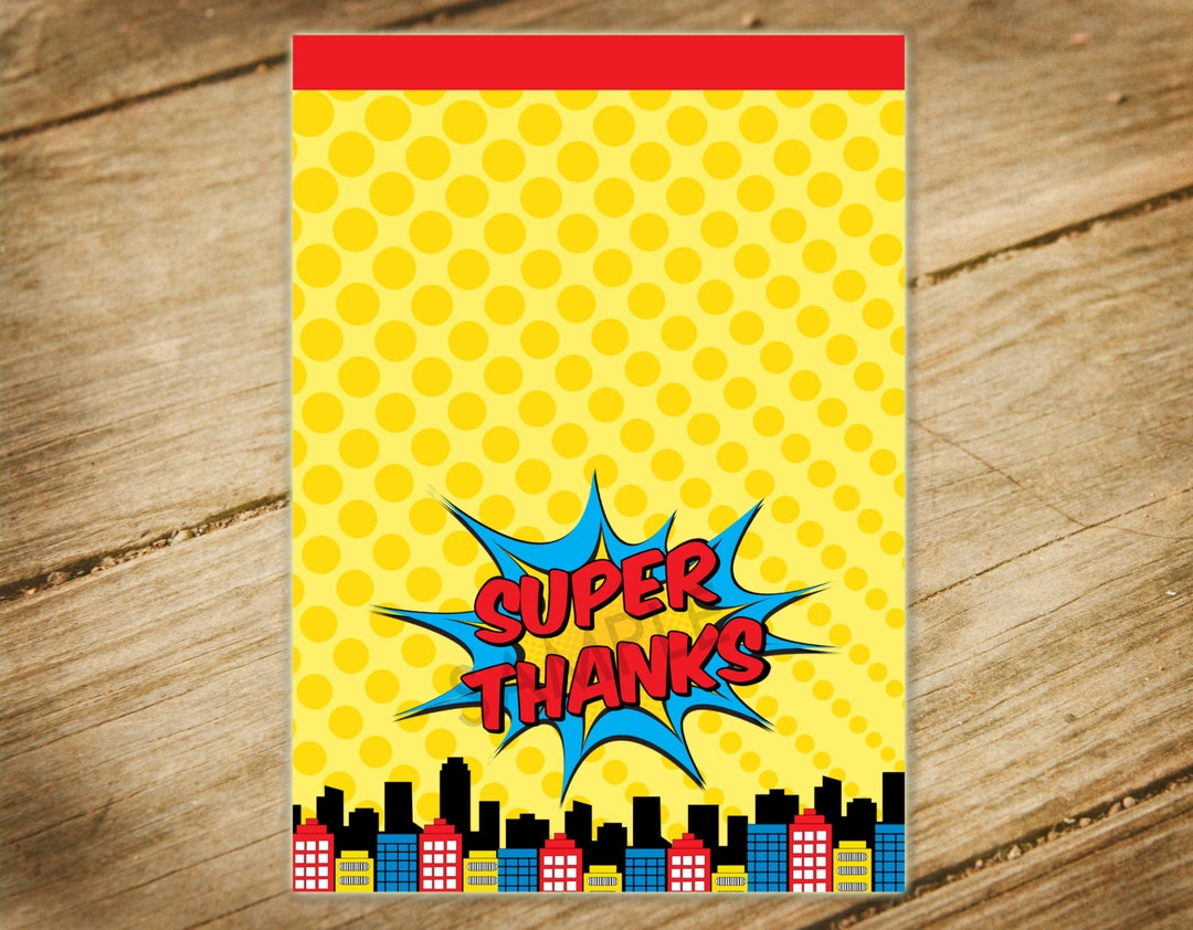 Superhero / Comic Book Themed Birthday Party Invitation Matching ...