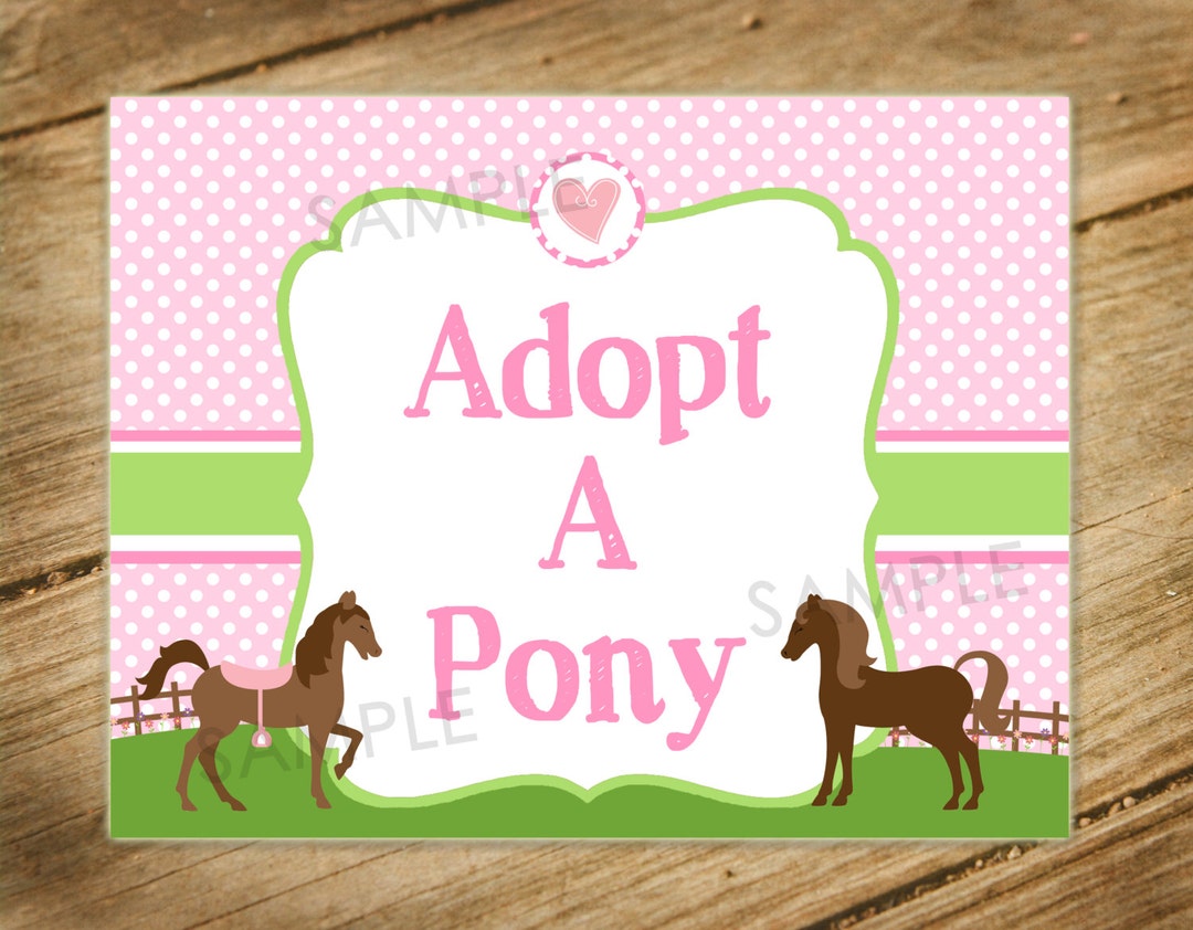 Pretty in Pink Horse Themed Matching Adopt a Pony Sign - Etsy