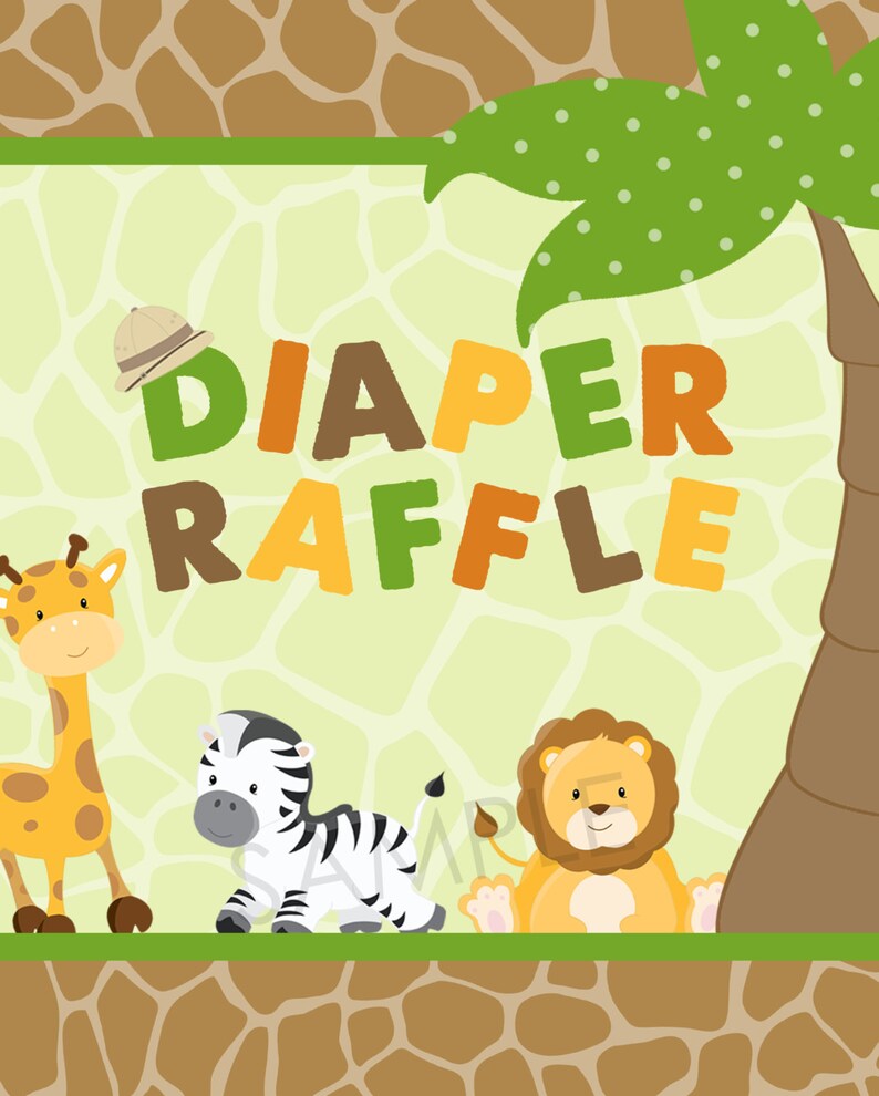 Diaper Raffle Sign / Safari Animals / Jungle Safari Theme / - Etsy
