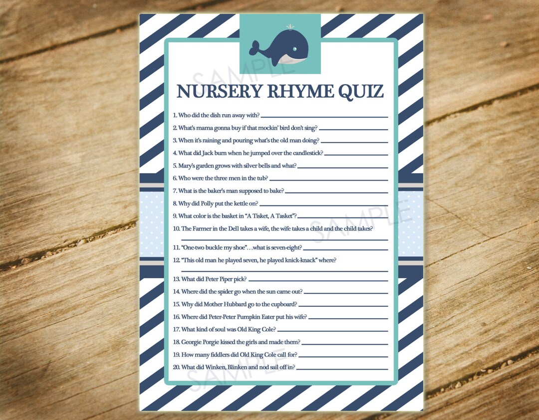 Little Squirt / Whale / Nautical Theme Matching Baby Shower Game ...