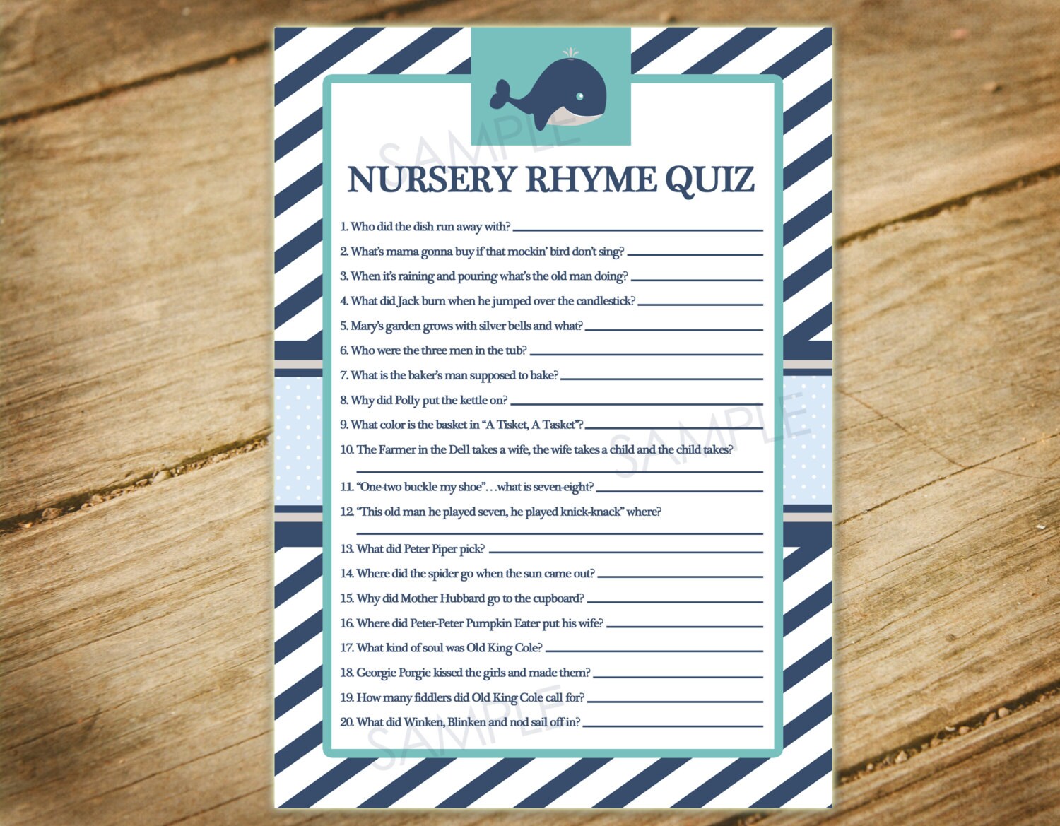 Little Squirt / Whale / Nautical Theme Matching Baby Shower Game ...