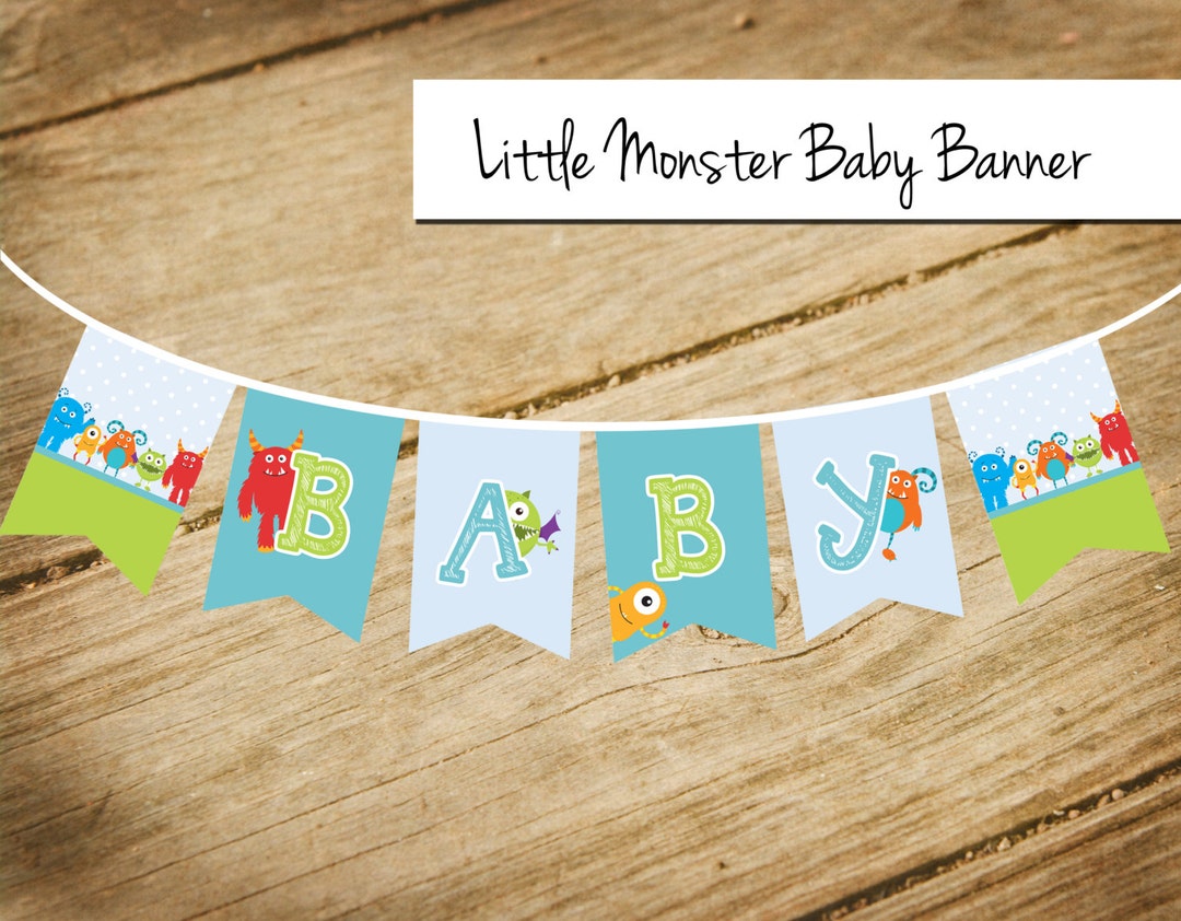 Little Monster / Baby Shower / Monster Theme / Banner / Bunting ...