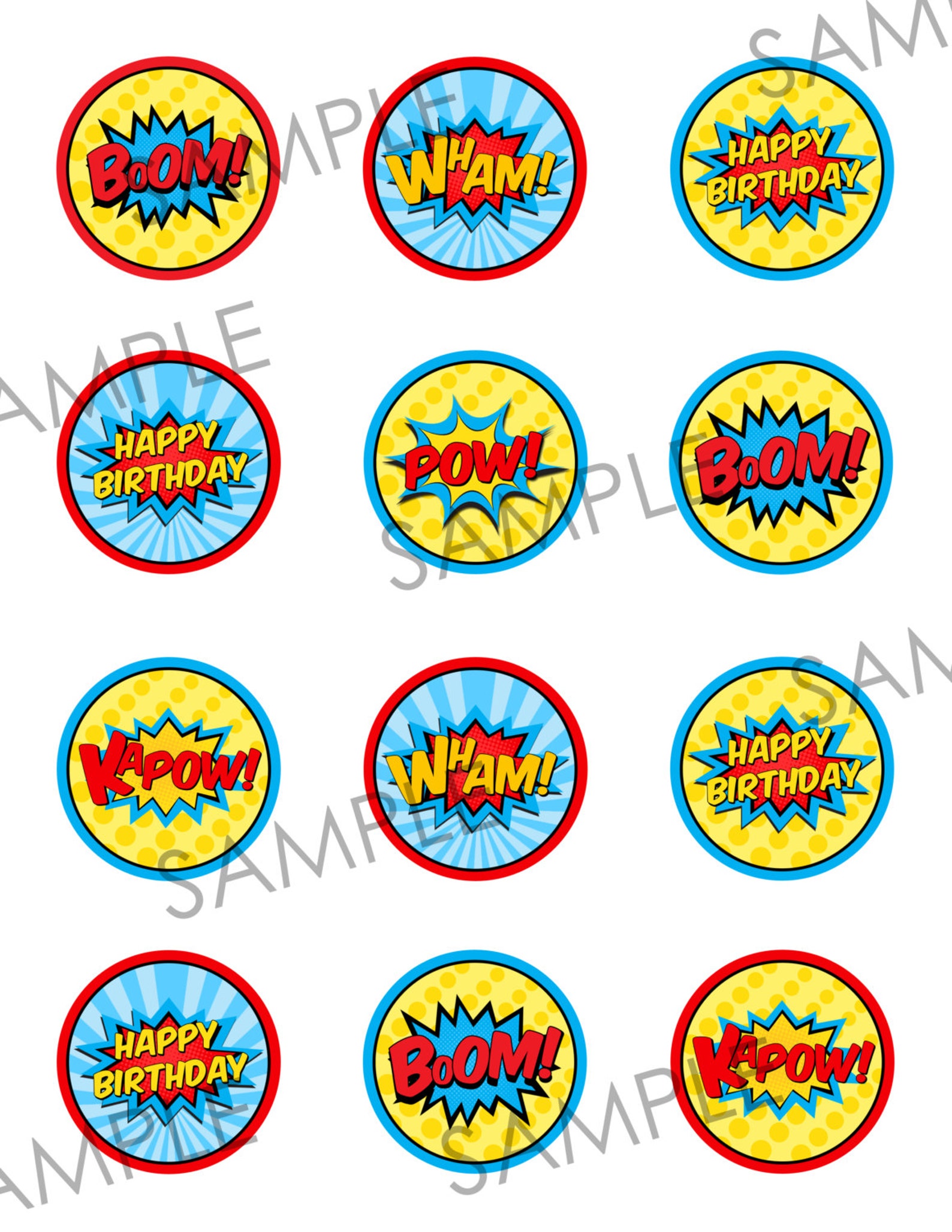 Superhero / Comic Book Themed Birthday Party Matching Cupcake - Etsy