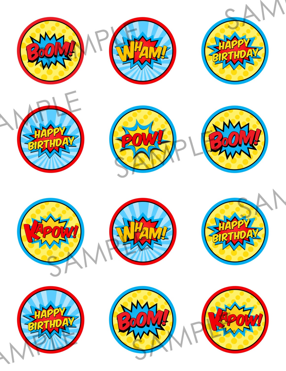 Superhero / Comic Book Themed Birthday Party Matching Cupcake - Etsy