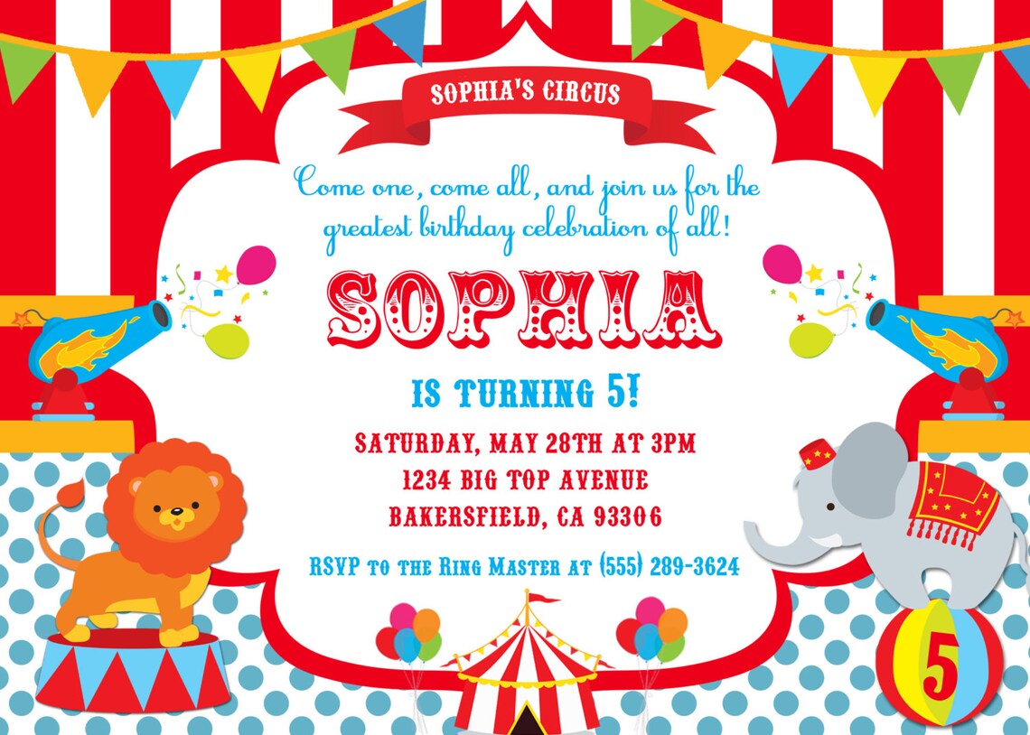 Circus / Big Top / Fair / Carnival Themed Birthday Invitation | Etsy
