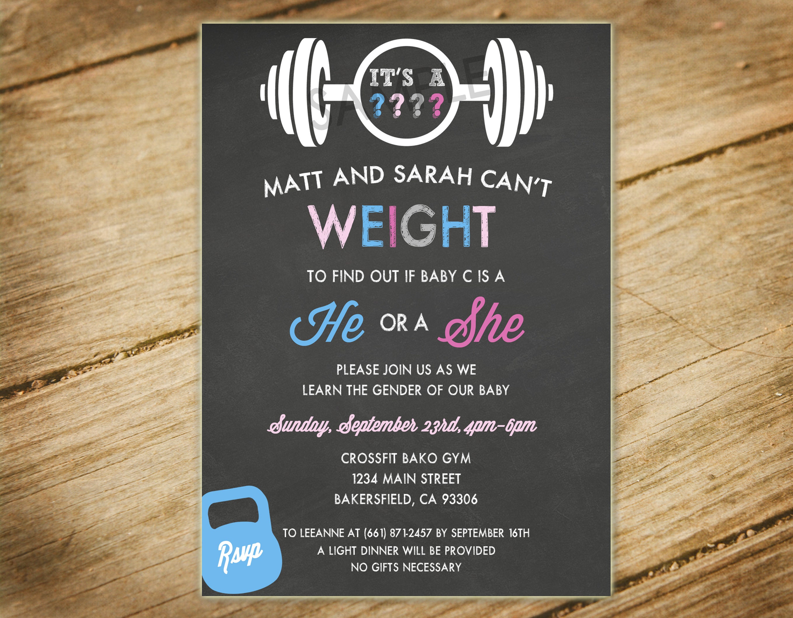 Gender Reveal / Crossfit Theme / Weights / Party Invitation - Etsy