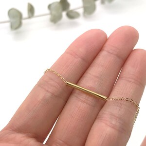 Spring Coil Necklace Accent Necklace / Gold Spring Bar Necklace / 14k ...