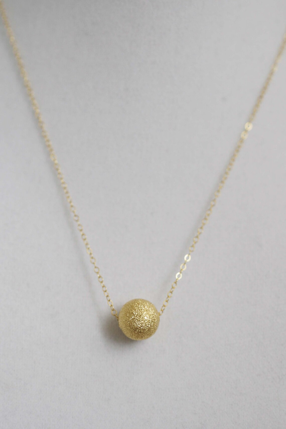 Sandblasted Gold Ball Pendant /round Bead Necklace / Gold - Etsy
