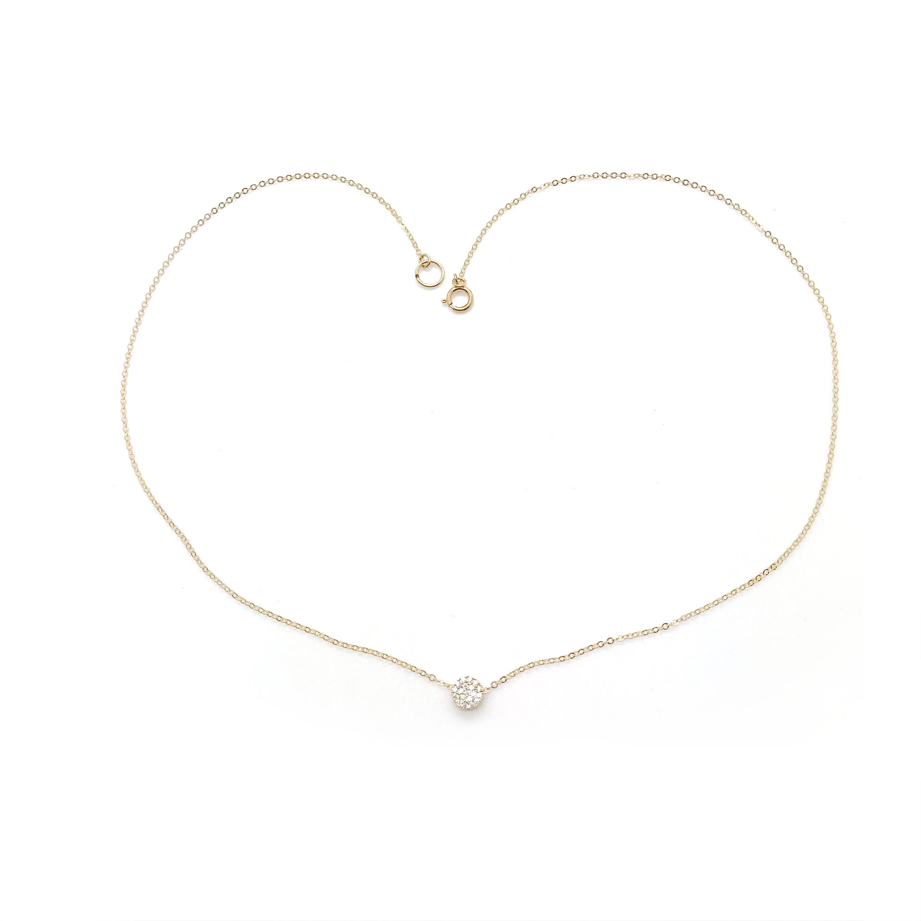 Rhinestone Circle Necklace / Tiny Gold, Silver Disc Necklace - Etsy