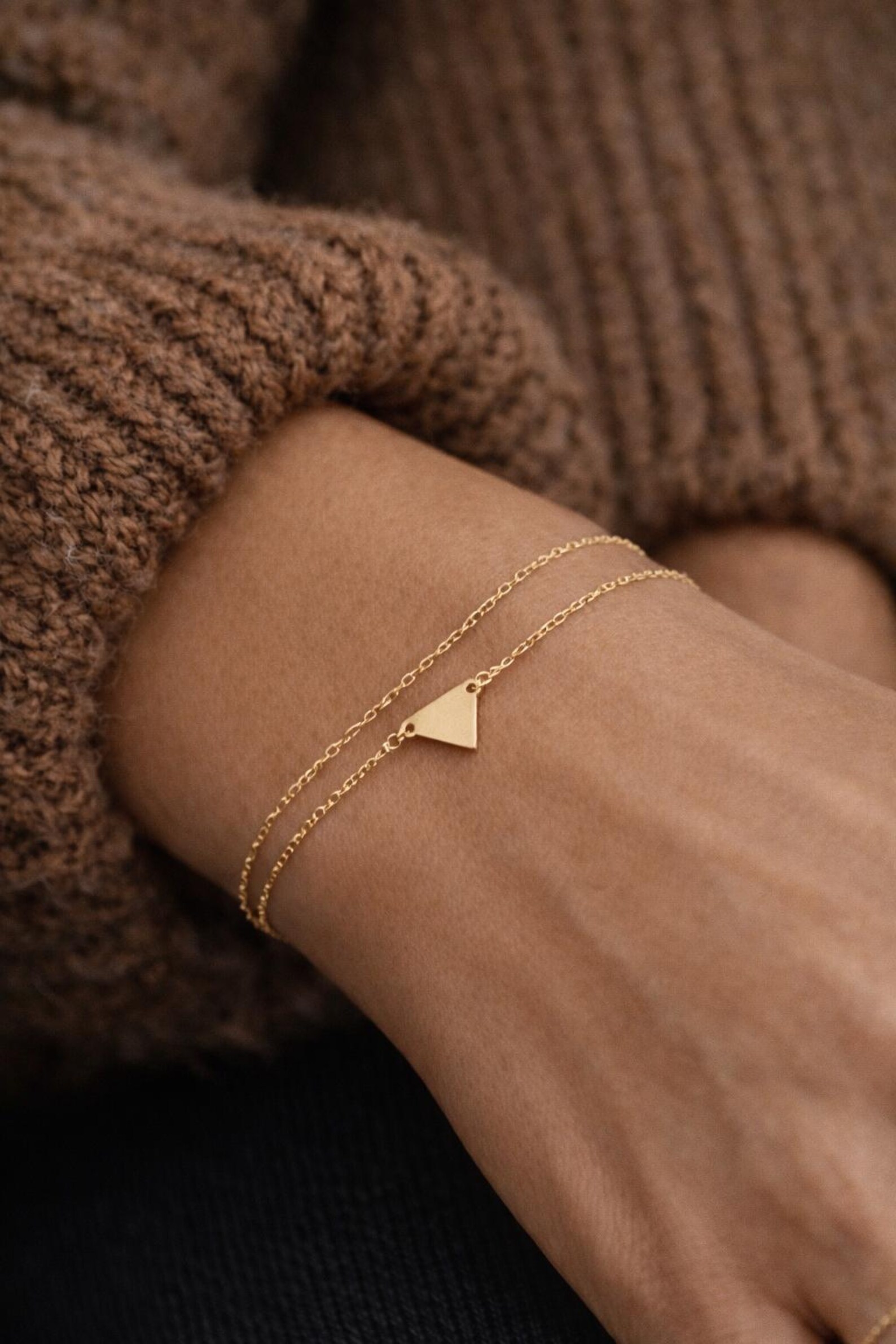 14K Gold Filled Triangle Double Bracelet - Etsy