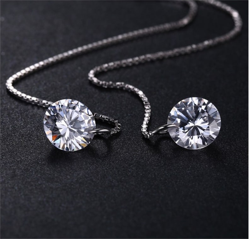 Simple Line Threader Earrings/ 925 Sterling Silver Chain With Cubic ...