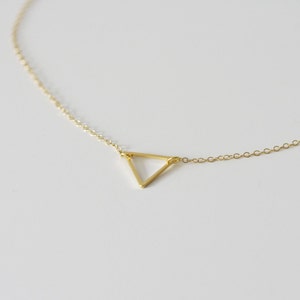 Triangle Necklace / Geometric Steel Pendant on 14K Gold Filled Chain - Etsy