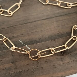 Gold Plated Rectangle Chain Necklace / Bracelet / Oval Elongated Link ...
